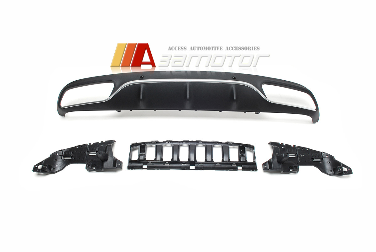 Rear Bumper Diffuser Silver Trim for 2015-2019 Mercedes C205 A205 C ...